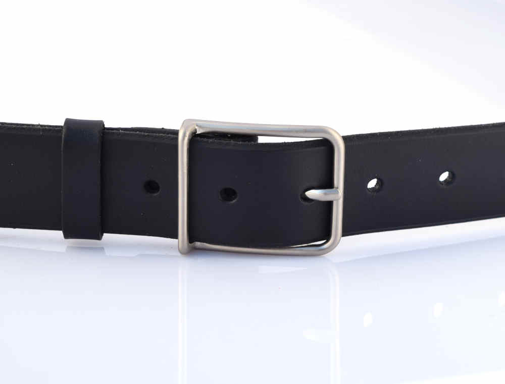Ceinture noire en cuir "Jason" - larg. 3,5 cm - Ma-ceinture.com